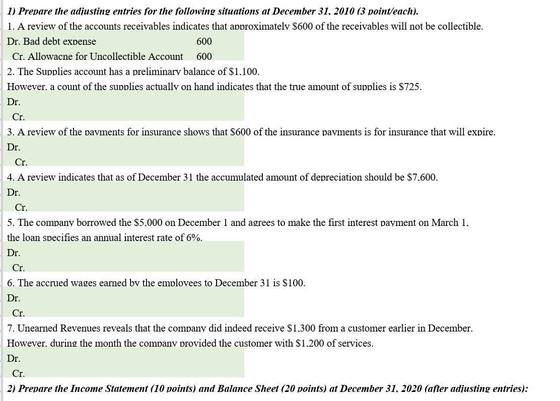 Solved Use the following preliminary balance sheet which | Chegg.com