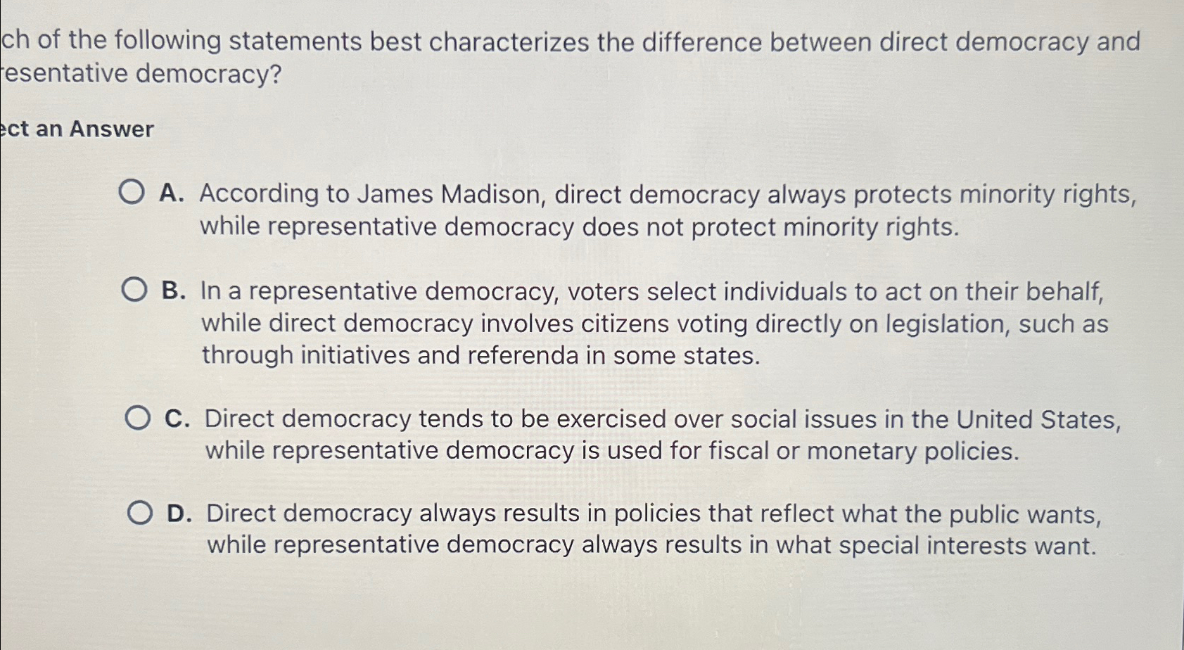 Solved ch of the following statements best characterizes the | Chegg.com