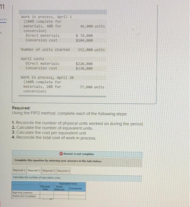 Required: Using the FIFO method, complete each of the | Chegg.com