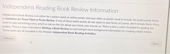 Independent Reading Book Review Information | Chegg.com