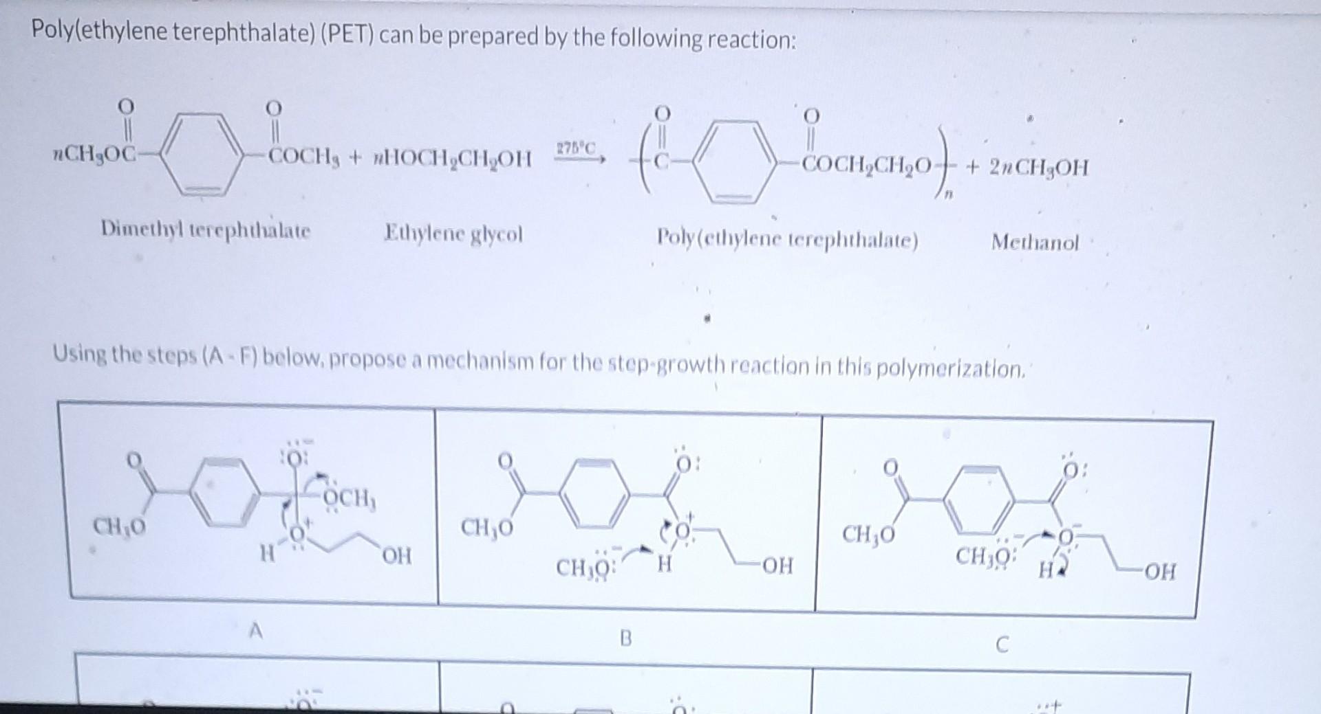 Solved Poly(ethylene terephthalate) (PET) can be prepared by | Chegg.com