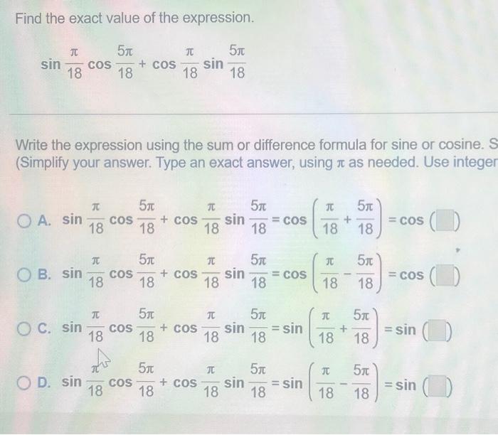Solved Find the exact value of the expression. | Chegg.com