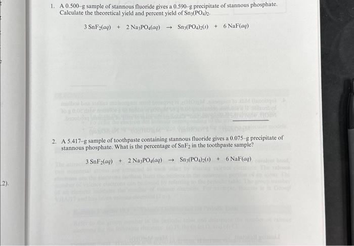 Solved 1. A 0.500 g sample of stannous fluoride gives a | Chegg.com