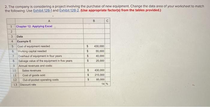 Solved Required information Chapter 12: Applying Excel Step | Chegg.com