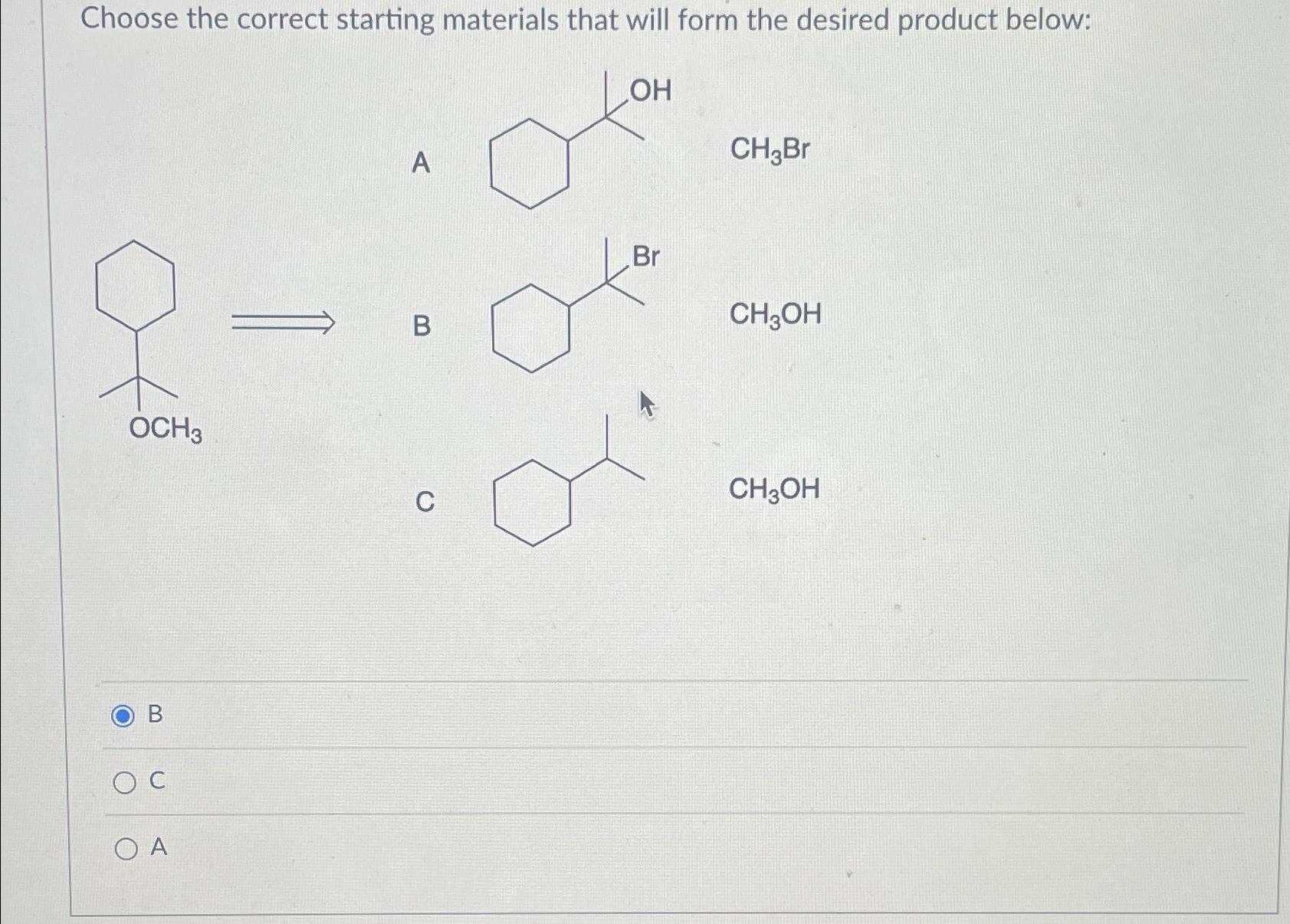 Solved Choose the correct starting materials that will form | Chegg.com