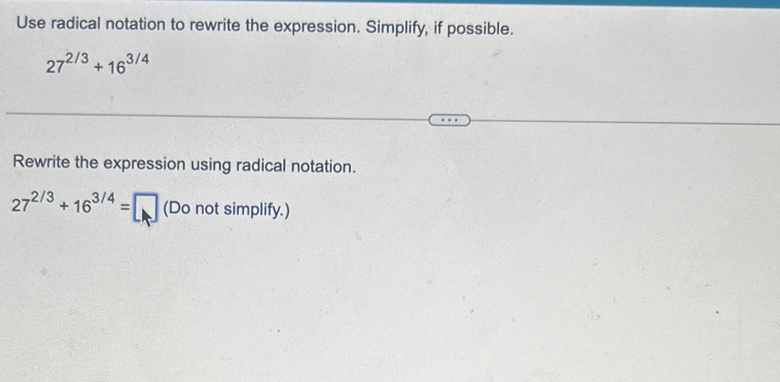 Solved Use radical notation to rewrite the expression. | Chegg.com