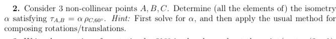 Solved 2. Consider 3 non-collinear points A,B,C. Determine | Chegg.com