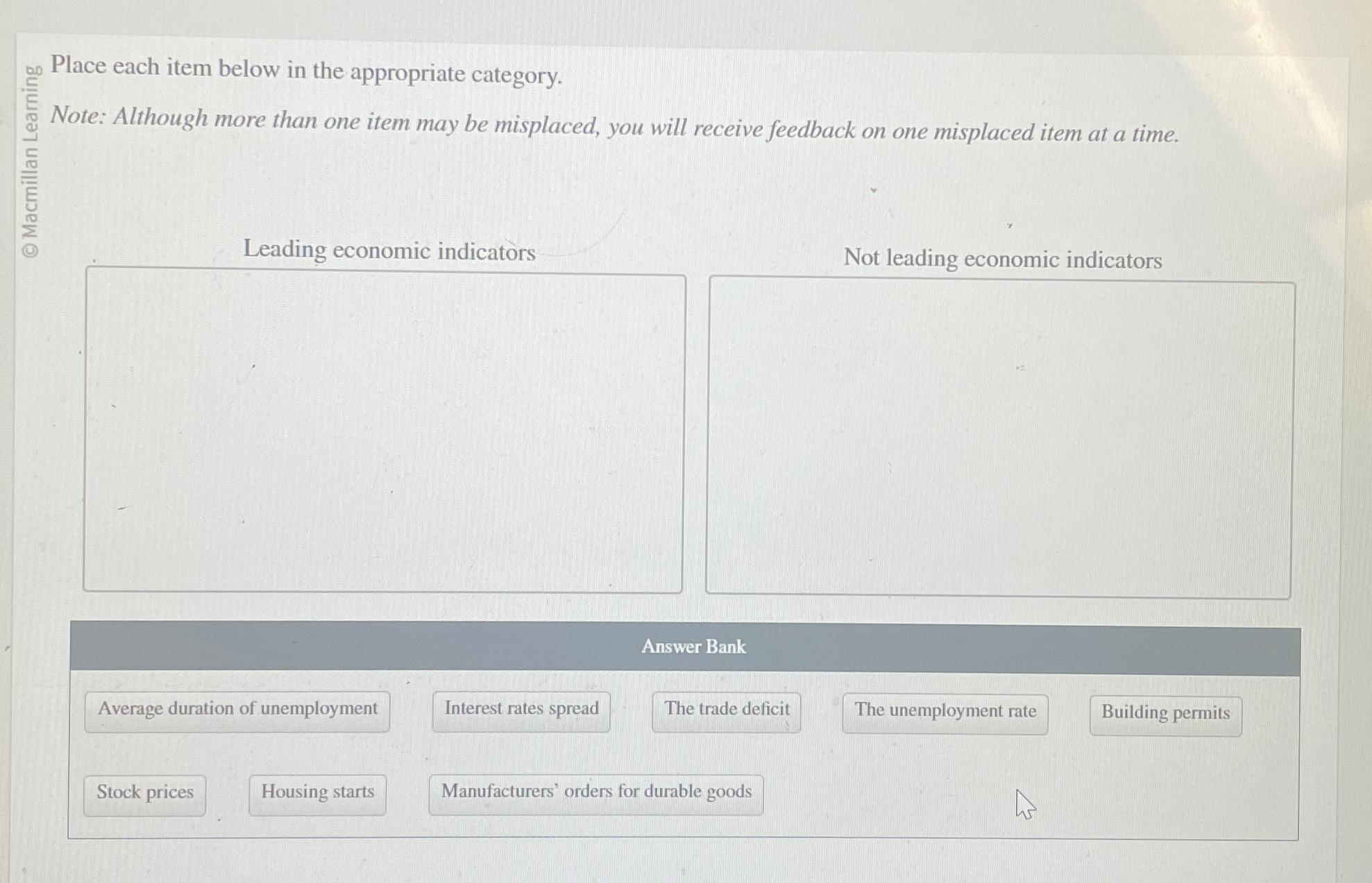 Solved Place each item below in the appropriate | Chegg.com