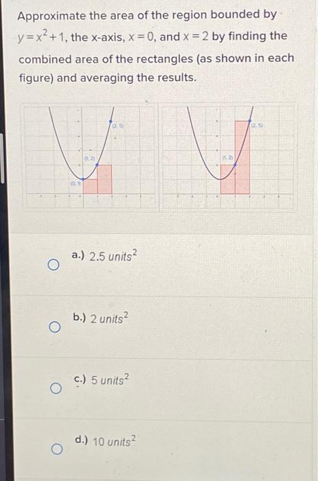 Solved Approximate the area of the region bounded by y=x2+1, | Chegg.com