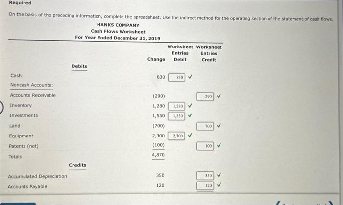 Solved Partially Completed Spreadsheet Hanks Company has | Chegg.com