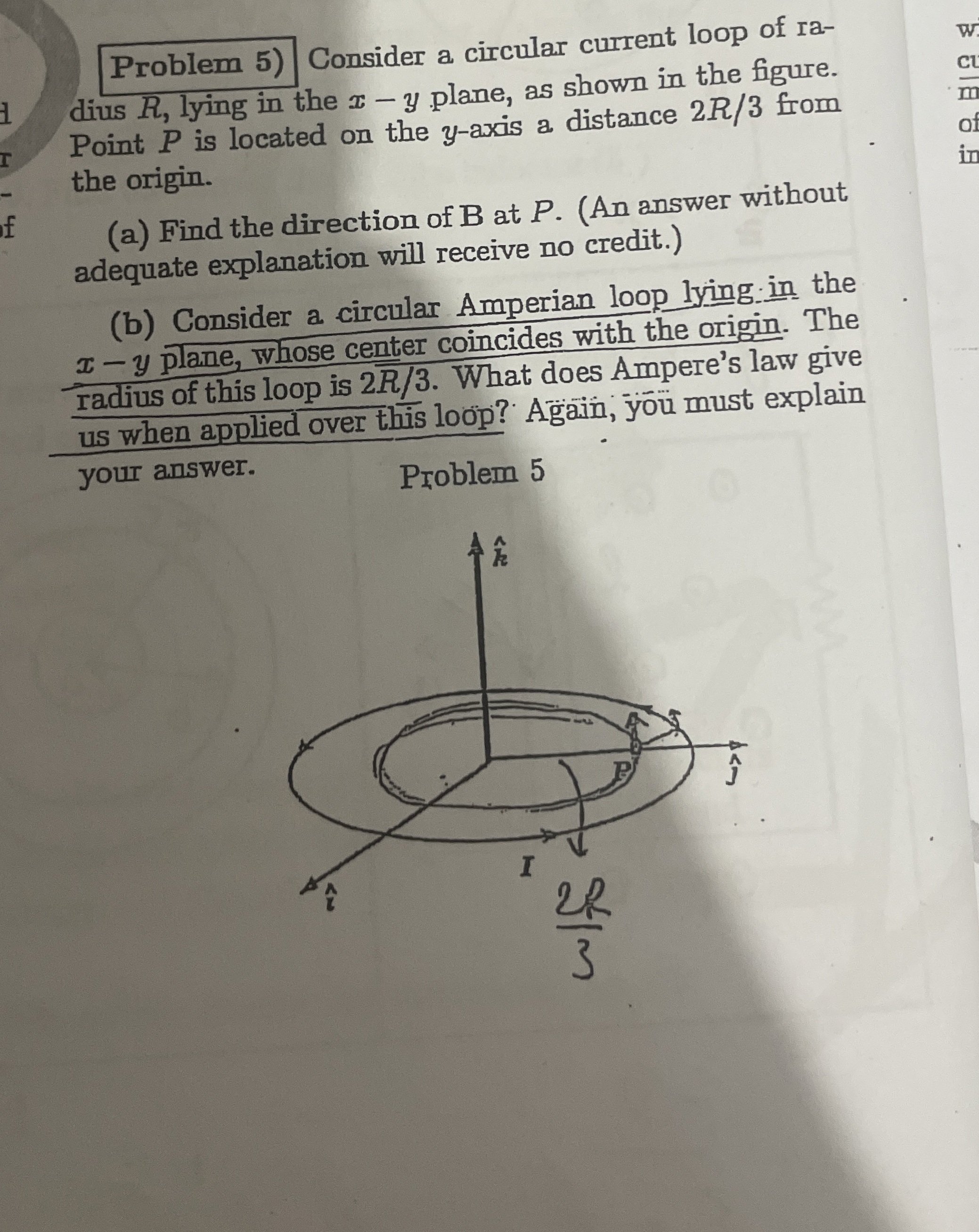 Solved Problem 5) ﻿Consider a circular current loop of | Chegg.com