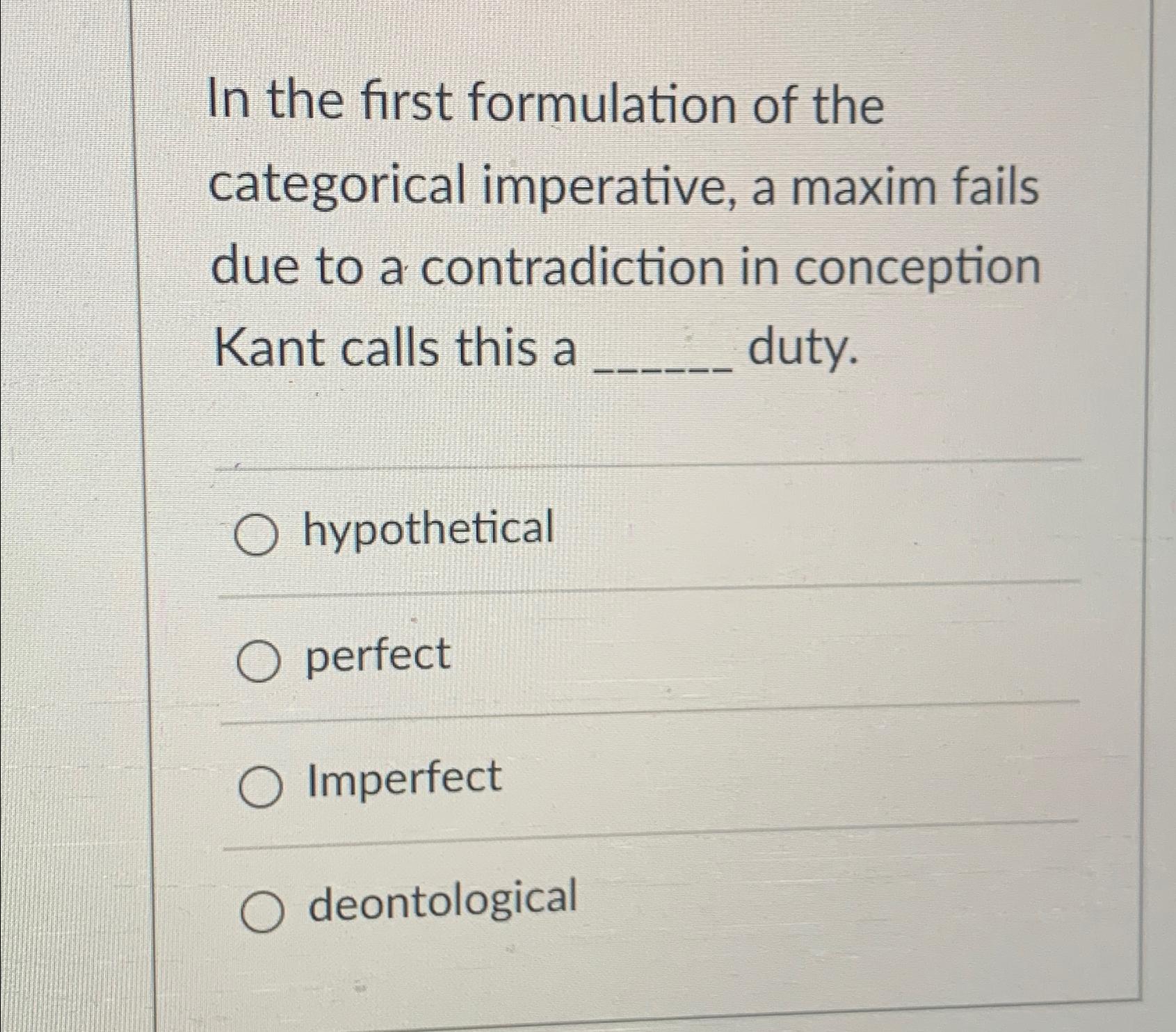 Solved In the first formulation of the categorical | Chegg.com