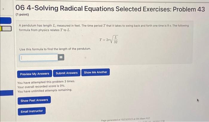Solved 4-Solving Radical Equations Selected Exercises: | Chegg.com