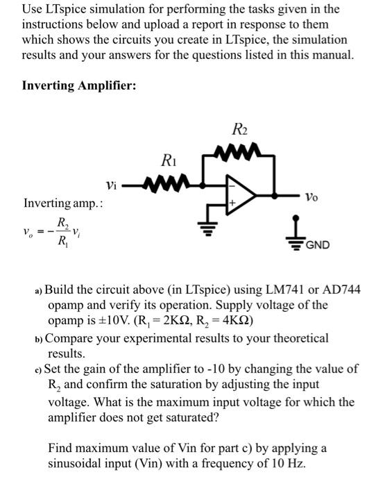 Use LTspice simulation for performing the tasks given | Chegg.com