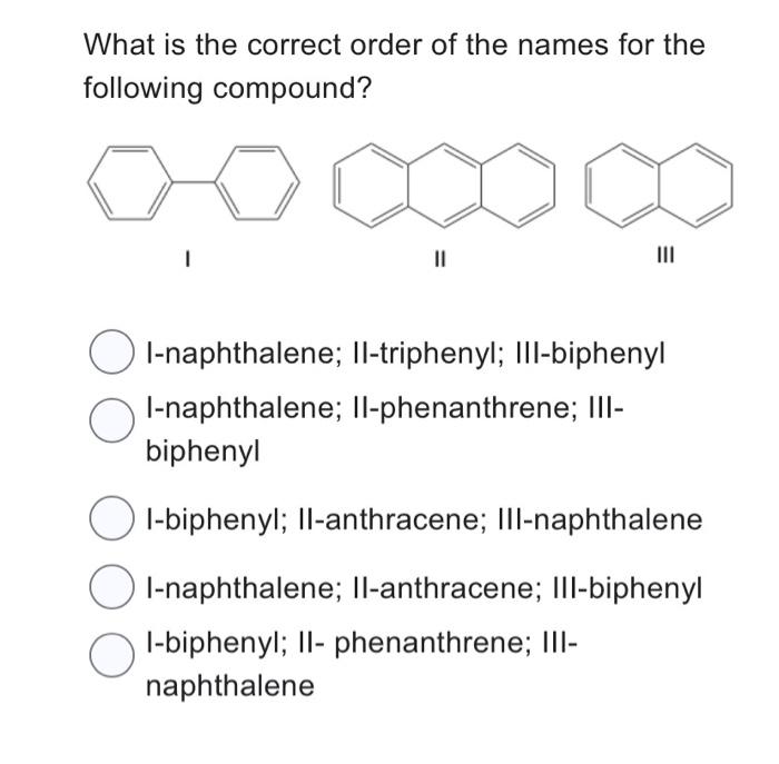 Solved What is the correct order of the names for the | Chegg.com