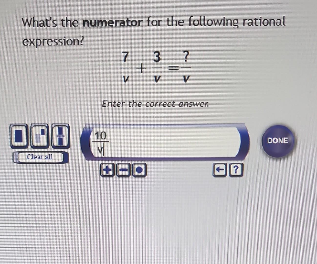 Solved What's the numerator for the following rational | Chegg.com