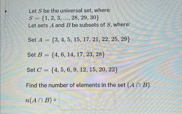 Solved Let S be the universal set, where: | Chegg.com Solved Let S be the universal set, where: | Chegg.com