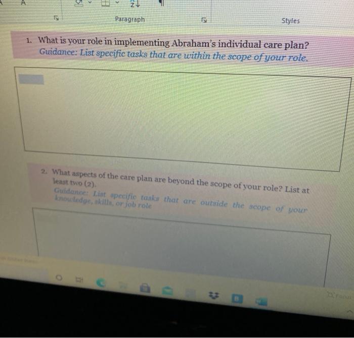 Solved > z Paragraph Styles 1. What is your role in | Chegg.com