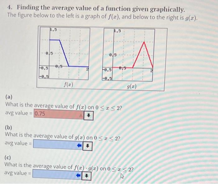 Solved 4. Finding the average value of a function given | Chegg.com