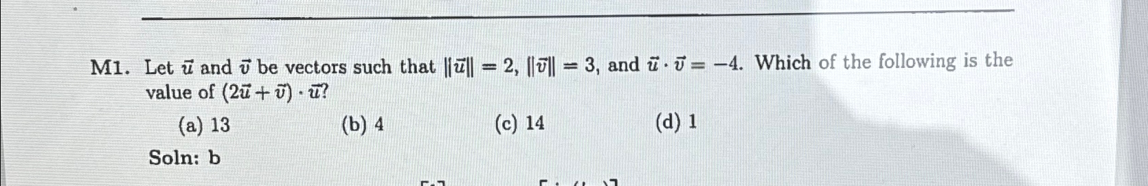 Solved M1. ﻿Let vec(u) ﻿and vec(v) ﻿be vectors such that | Chegg.com