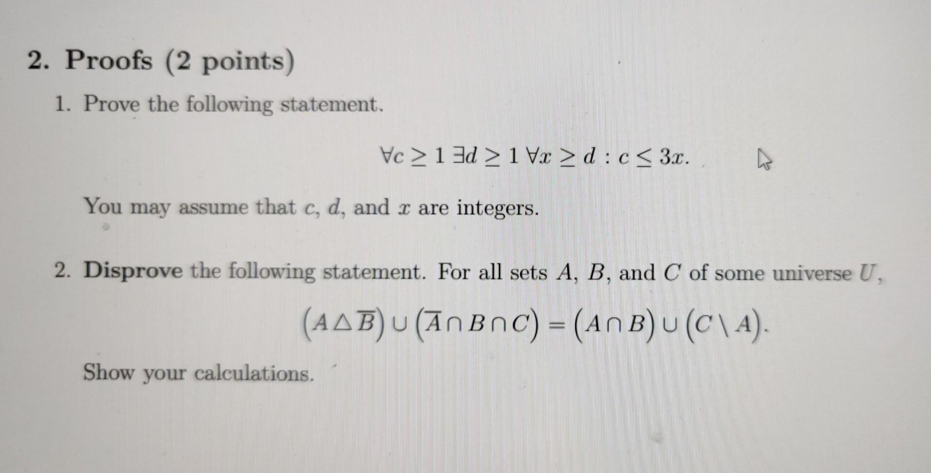 Solved 2. Proofs (2 points) 1. Prove the following | Chegg.com