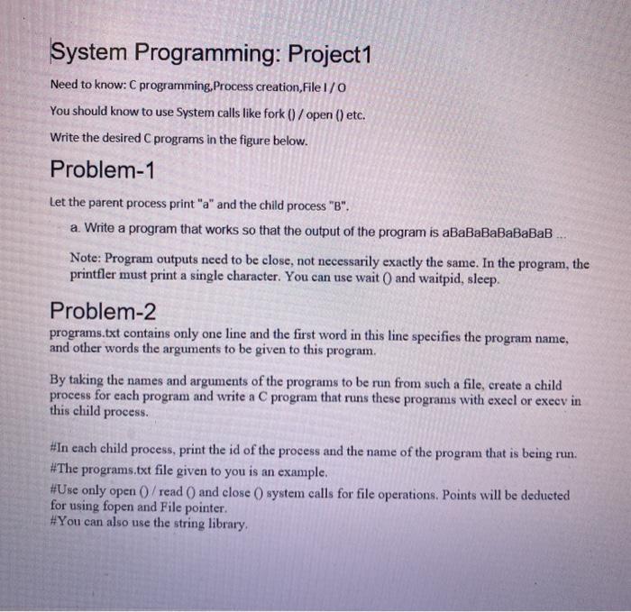 Solved system programming question it should be writed with | Chegg.com