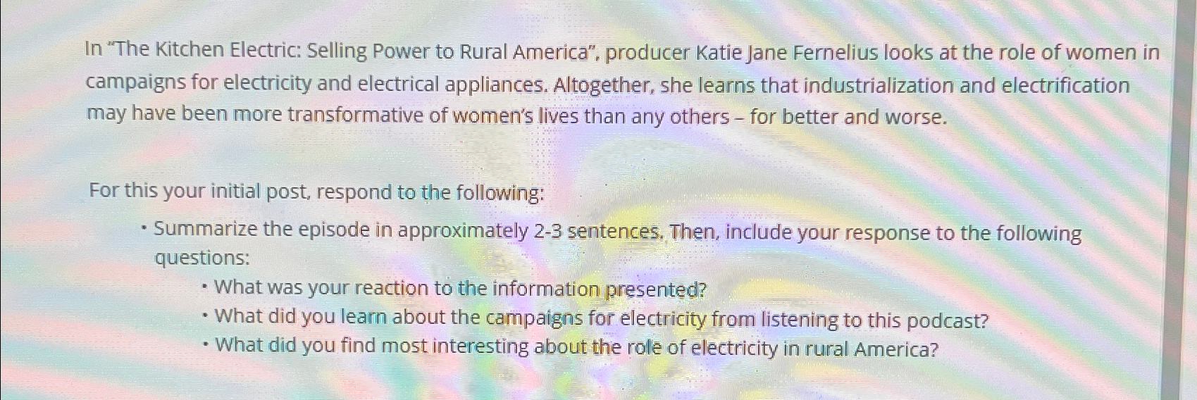 Solved In "The Kitchen Electric: Selling Power to Rural | Chegg.com