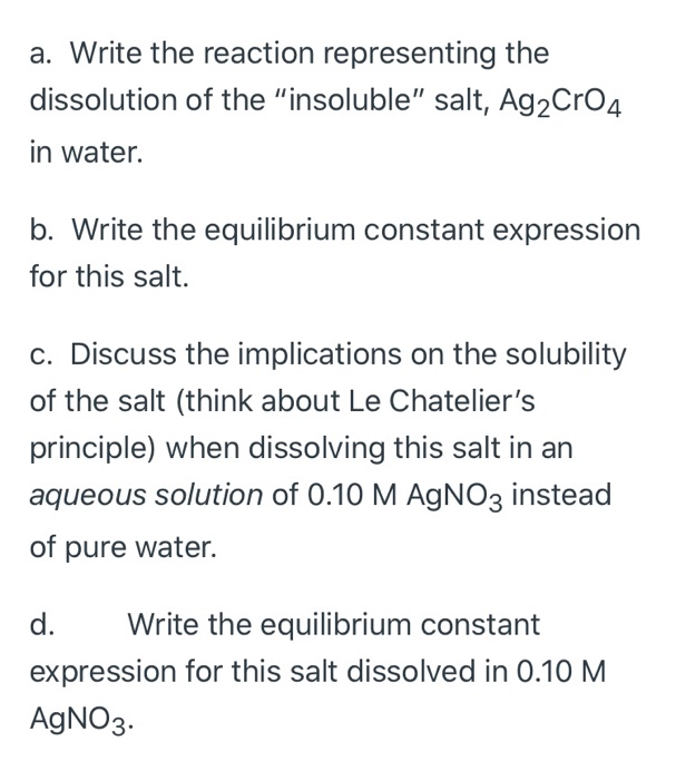 Solved a. Write the reaction representing the dissolution of | Chegg.com