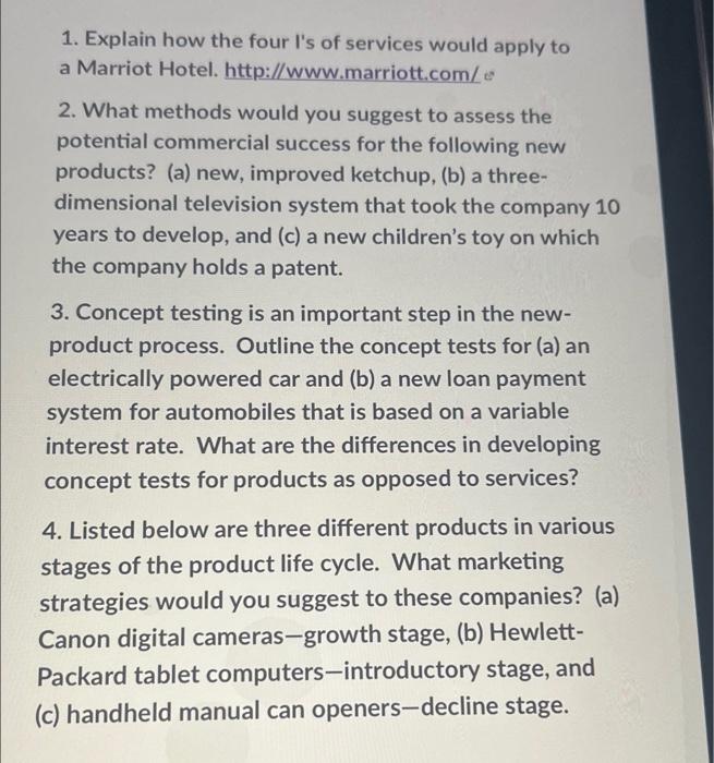 1. Explain how the four I's of services would apply | Chegg.com