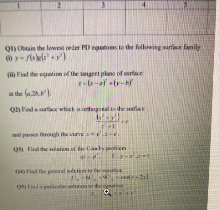 Solved 2 3 5 Q1) Obtain the lowest order PD equations to the | Chegg.com