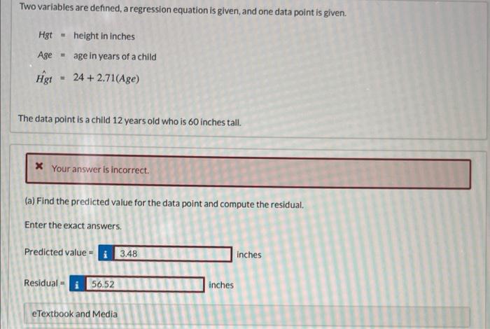 Solved Two variables are defined, a regression equation is | Chegg.com