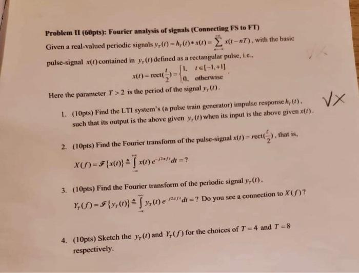 Solved Problem II (60pts): Fourier analysis of signals | Chegg.com