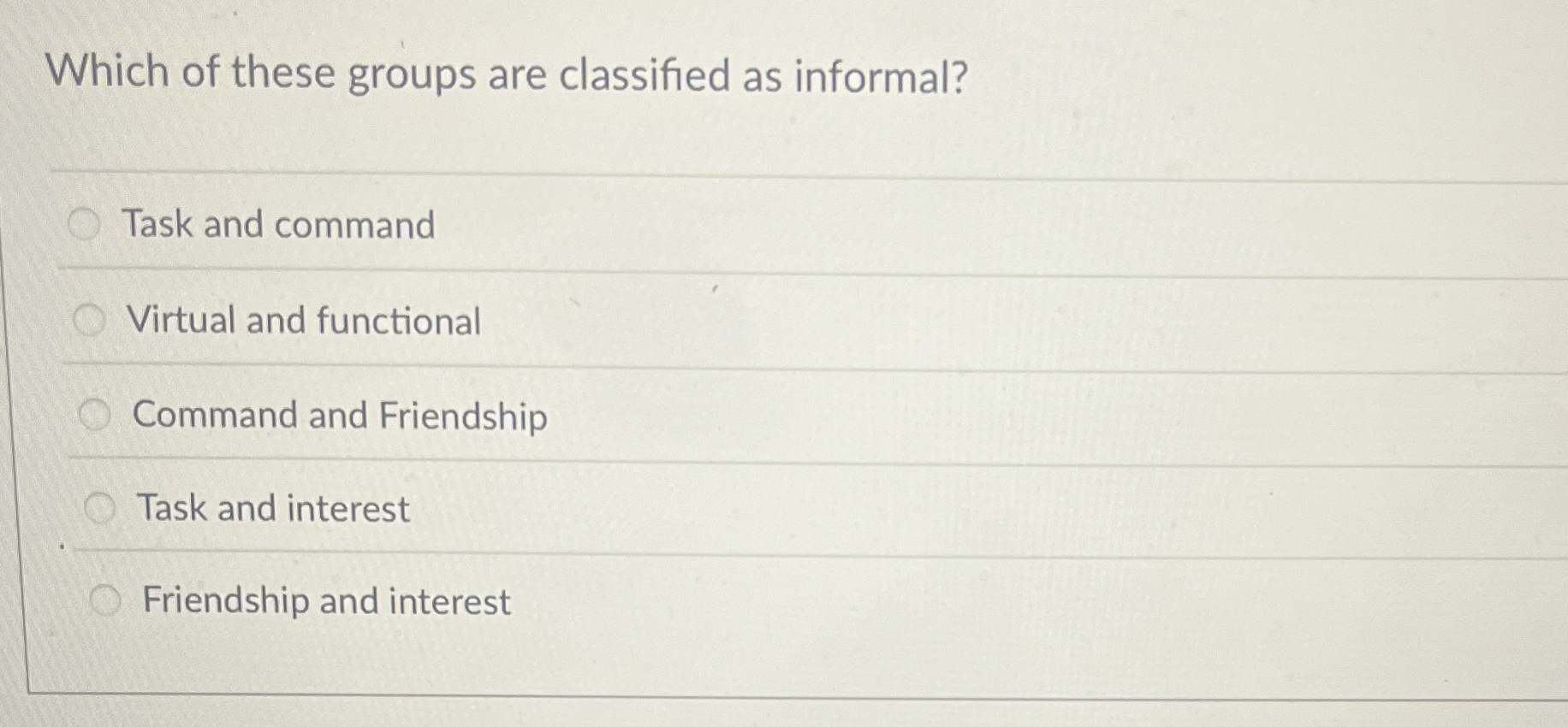 Solved Which of these groups are classified as informal?Task | Chegg.com