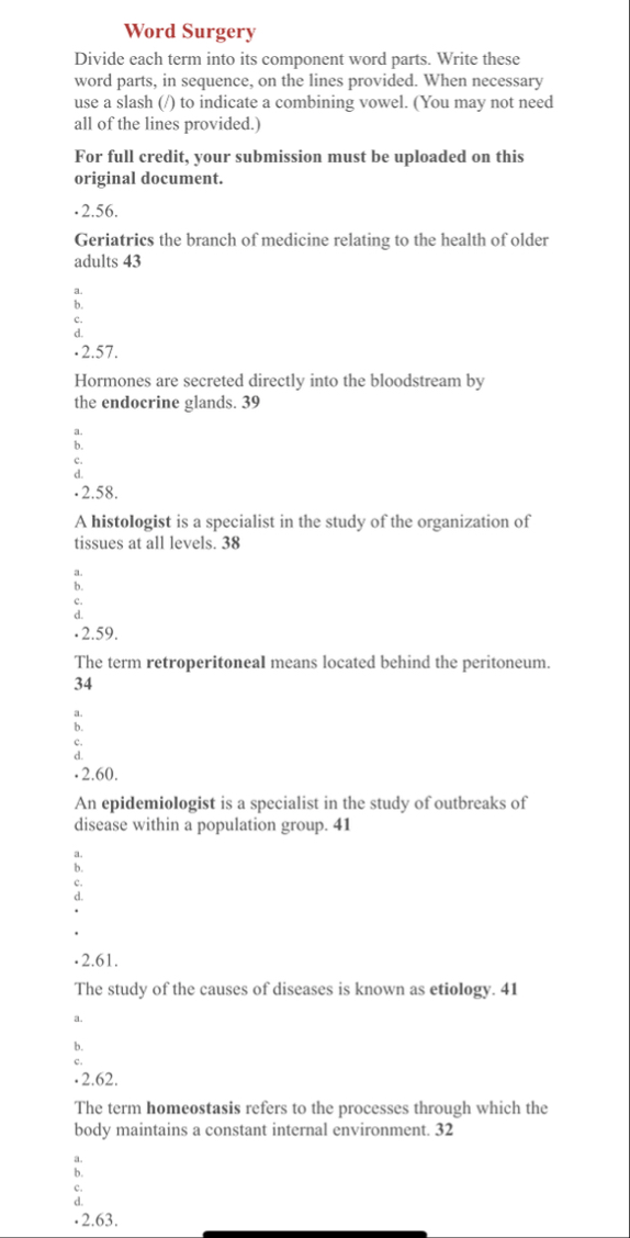 Solved Word SurgeryDivide each term into its component word | Chegg.com