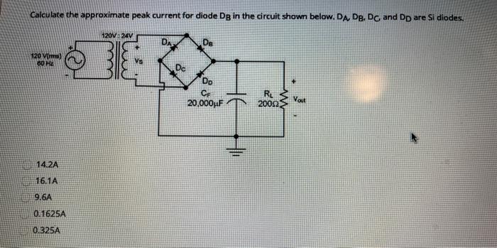Solved Calculate the approximate peak current for diode Dg | Chegg.com