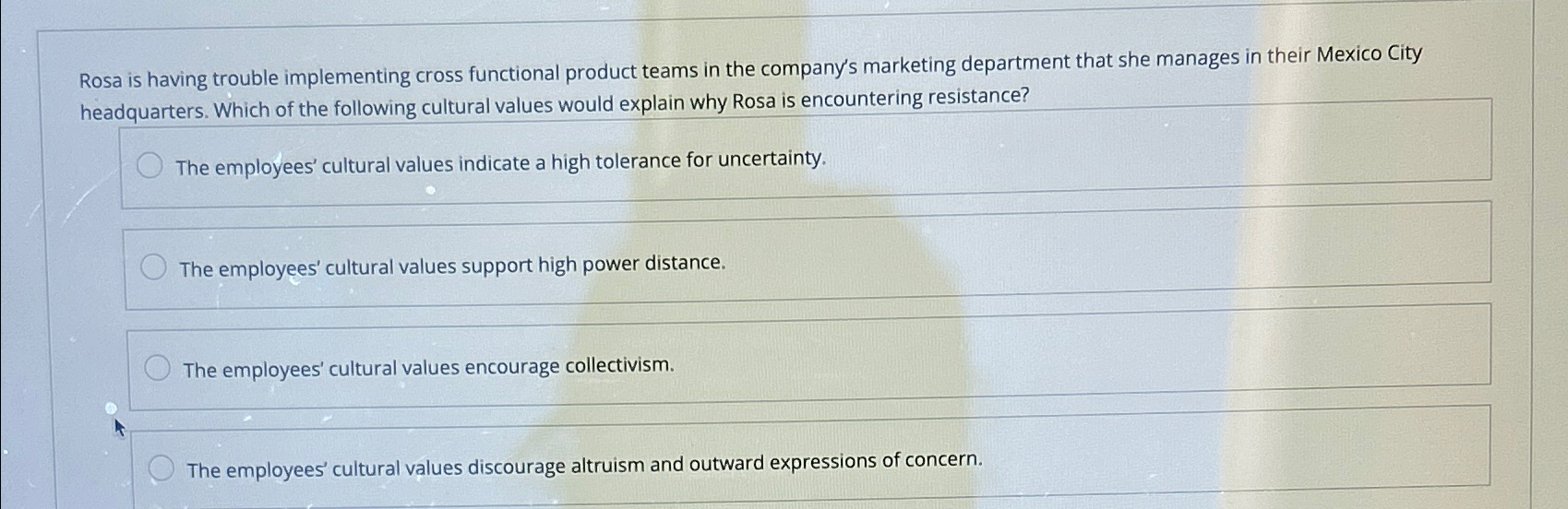 Solved Rosa is having trouble implementing cross functional | Chegg.com