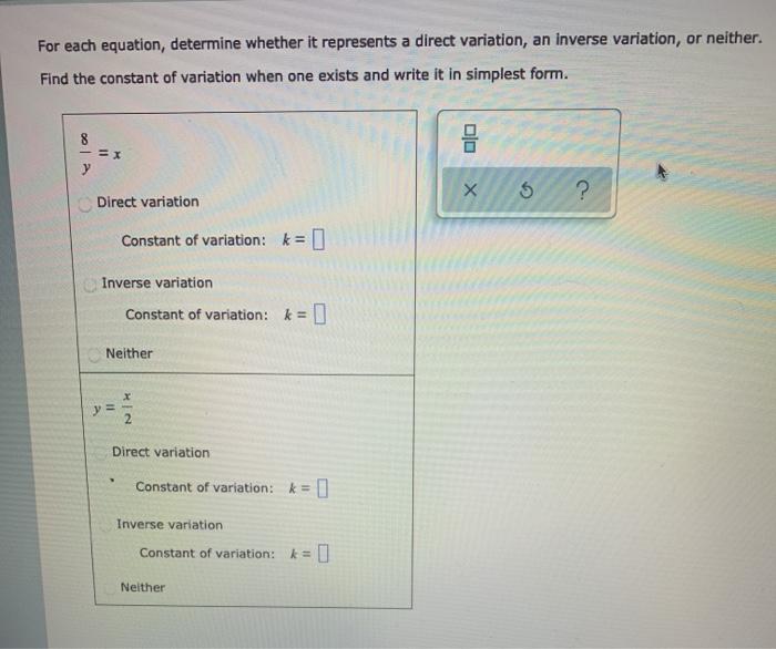 Solved For each equation, determine whether it represents a | Chegg.com