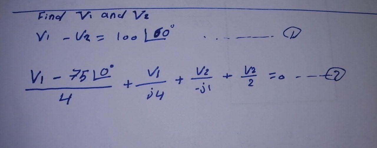 Solved Find Vi and V. Vi -념 = 1oo10° 5의 V2 는 + + - - EP 니 | Chegg.com