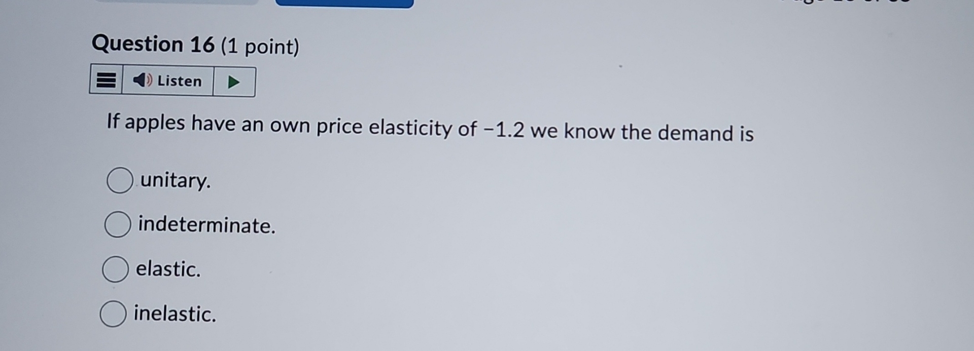 Solved Question 16 (1 ﻿point)ListenIf apples have an own | Chegg.com