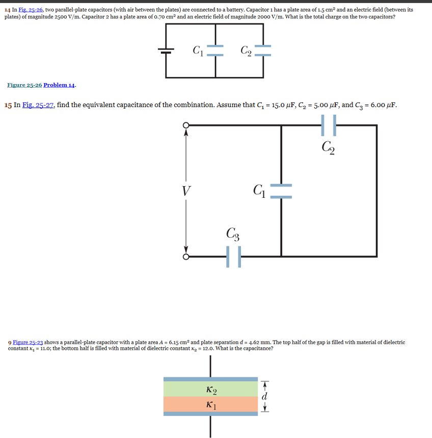 Solved 14 ﻿In Fig. 25-26, ﻿two parallel-plate capacitors | Chegg.com
