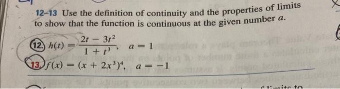 Solved 12-13 Use the definition of continuity and the | Chegg.com