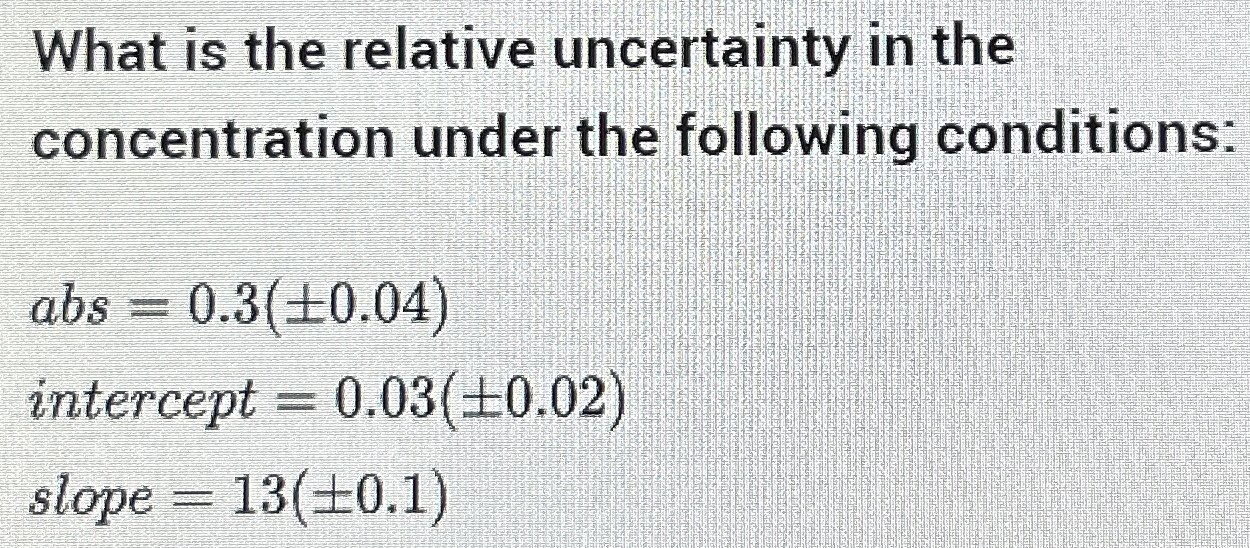 Solved What is the relative uncertainty in the concentration | Chegg.com
