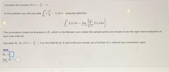 Solved Consider the function f(x)=3x2−1. In this problem you | Chegg.com