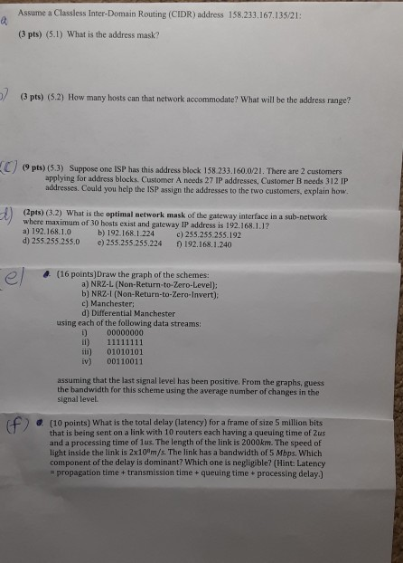Solved Assume a Classless Inter-Domain Routing (CIDR) | Chegg.com