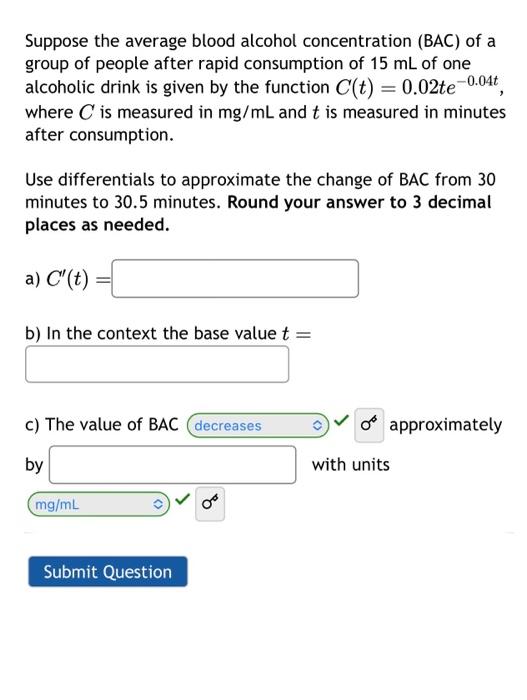 Suppose the average blood alcohol concentration (BAC) | Chegg.com