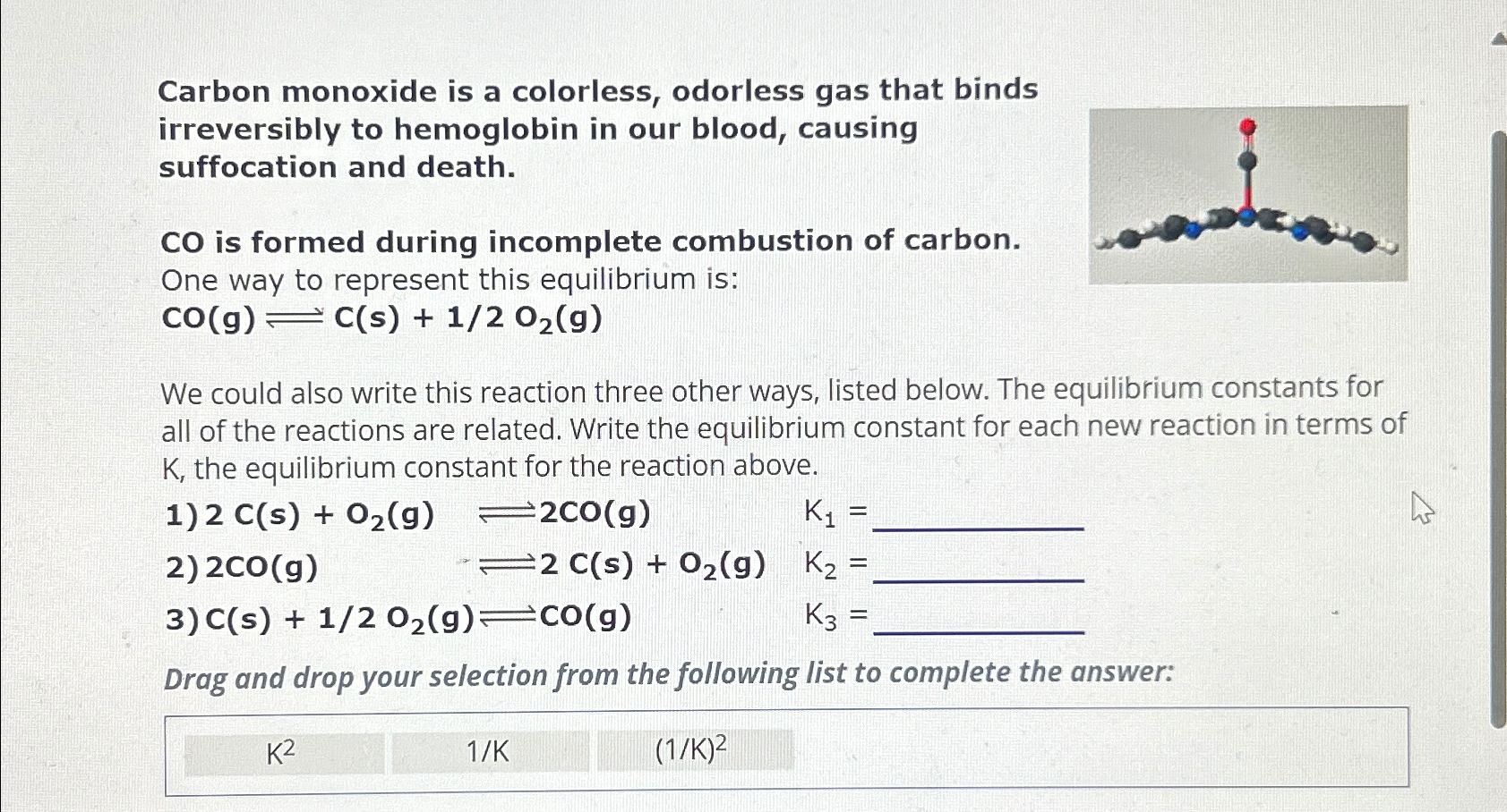Solved Carbon monoxide is a colorless, odorless gas that | Chegg.com