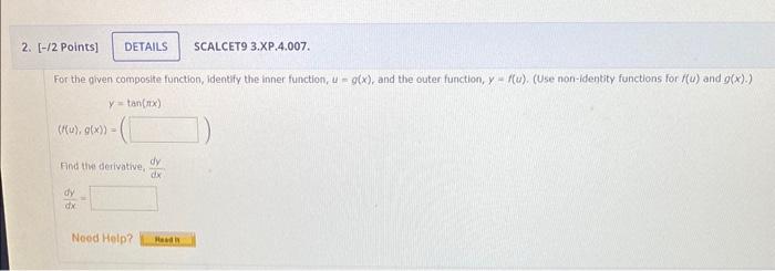 Solved SCALCET9 3.XP.4.007. For the given composite | Chegg.com