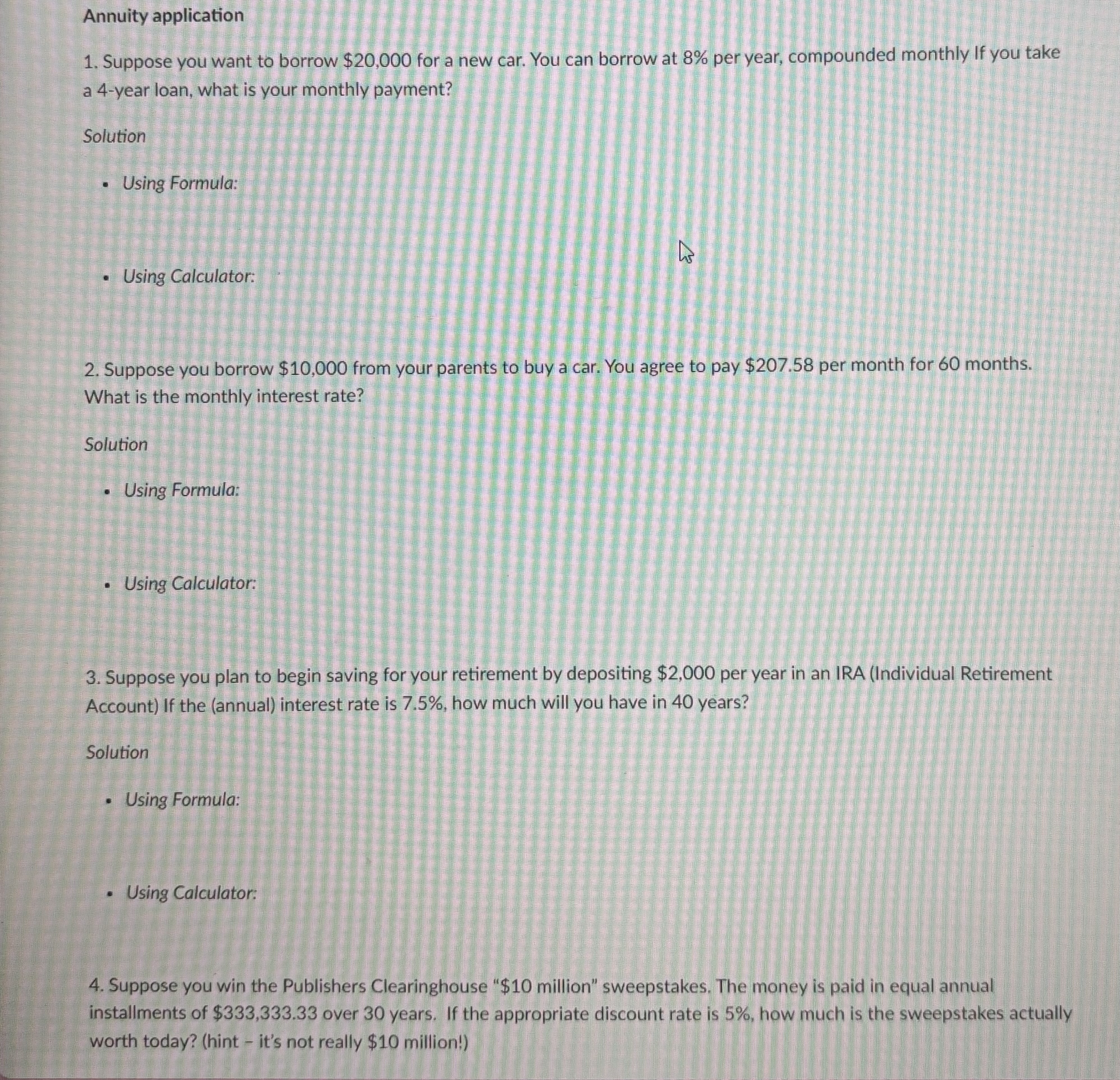 Answer each question solving with only calculator and | Chegg.com