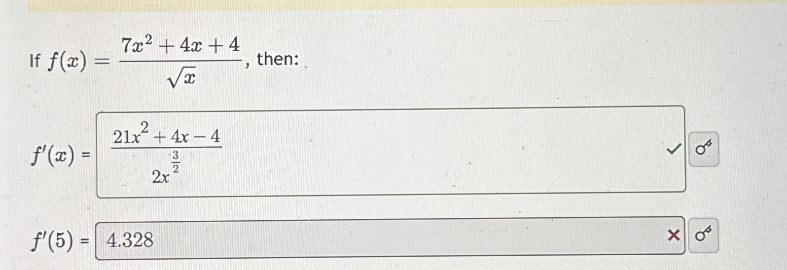 Solved If f(x)=7x2+4x+4x2, ﻿then: | Chegg.com