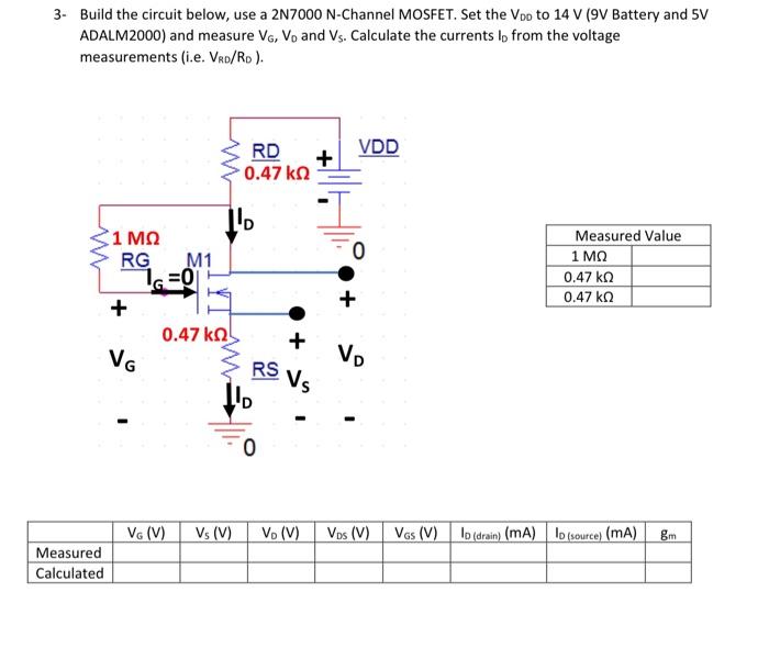 3- Build the circuit below, use a 2N7000 N-Channel | Chegg.com